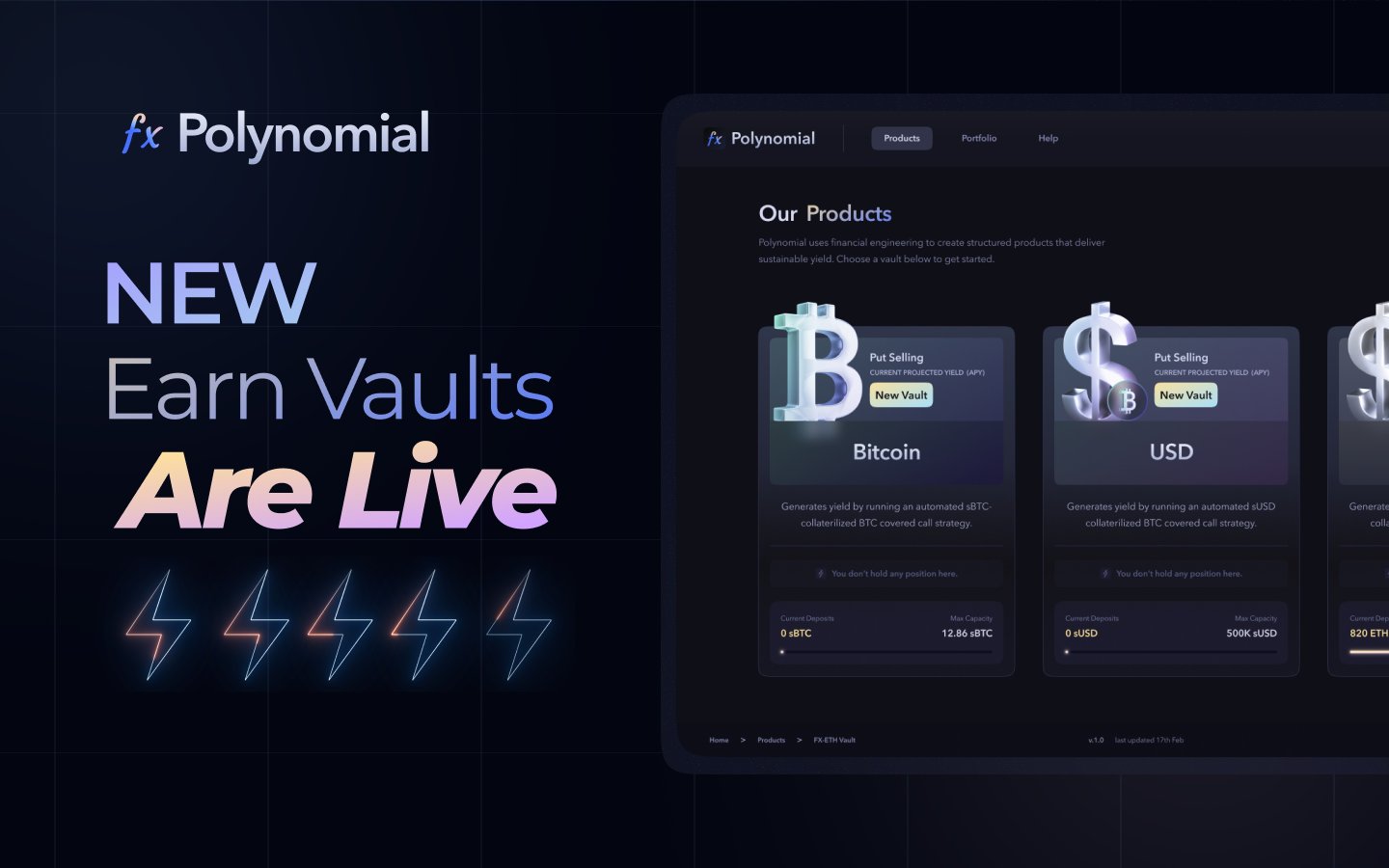 Polynomial Protocol on Twitter: "The time is finally here, #Bitcoin Vaults are live 🎉 Deposit ...