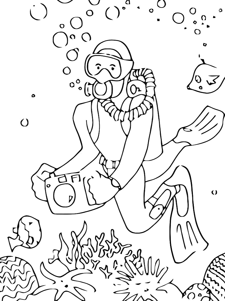 Scuba Diver Coloring Page