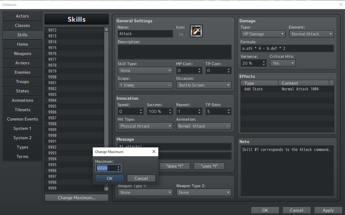RPGMakerSeries on Twitter: "The upcoming MZ v1.5.0 release will release the database limit.😊 ...