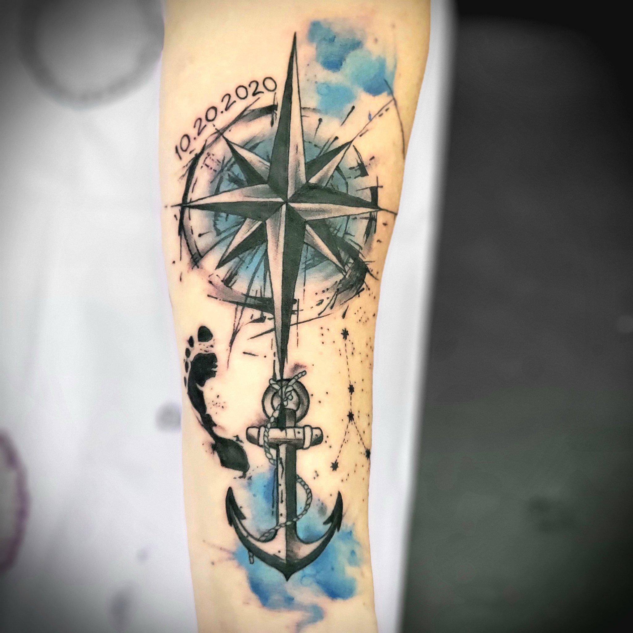 Compass Tattoo With Anchor