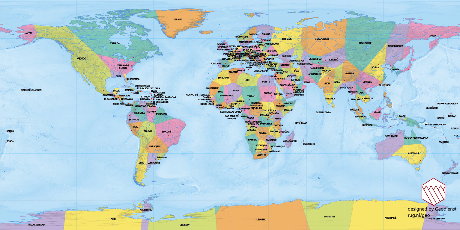 World Map With Countries And Capitals High Resolution