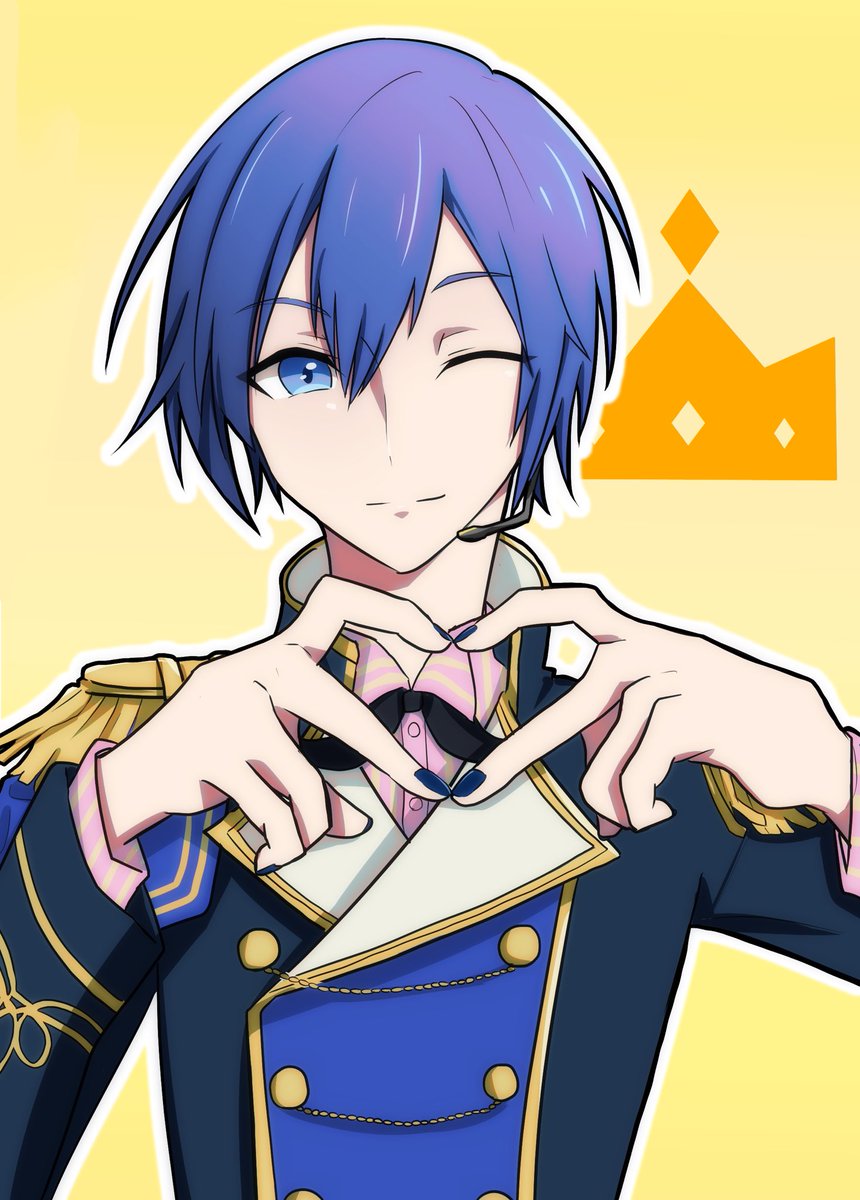 カイト(ボーカロイド) 「「♡」 カイト兄さんにファンサしてほしい… #prsk_FA #KAITO 」|白桜 汀(なぎうお)のイラスト