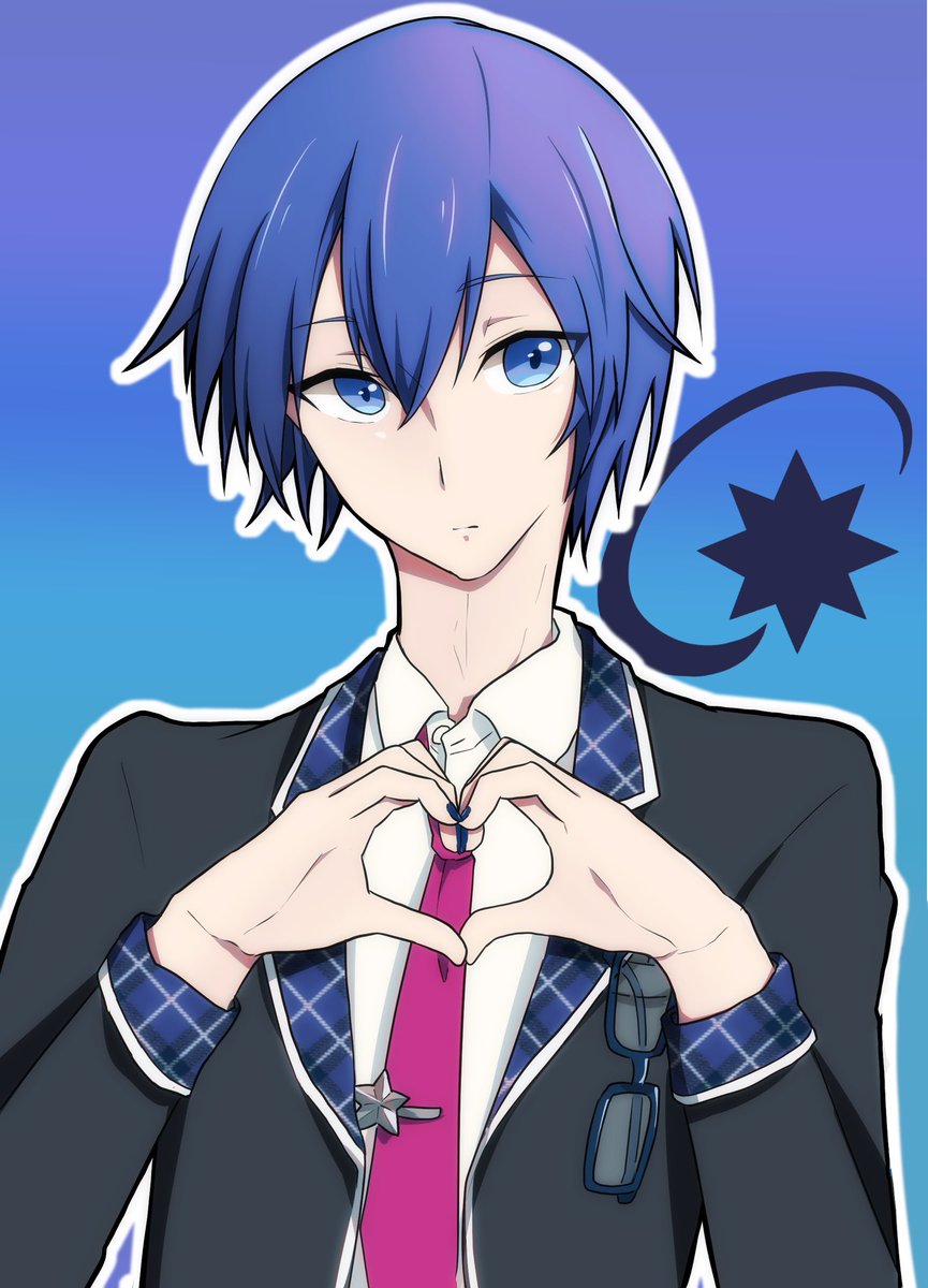 カイト(ボーカロイド) 「「♡」 カイト兄さんにファンサしてほしい… #prsk_FA #KAITO 」|白桜 汀(なぎうお)のイラスト