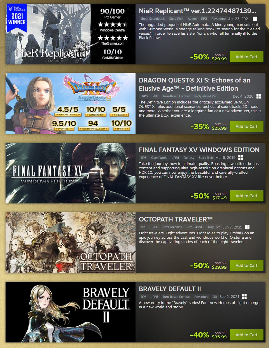 Wario64 on Twitter: "Square Enix Golden Week sale on Steam https://t.co/hKUXVKpXKp https://t.co ...