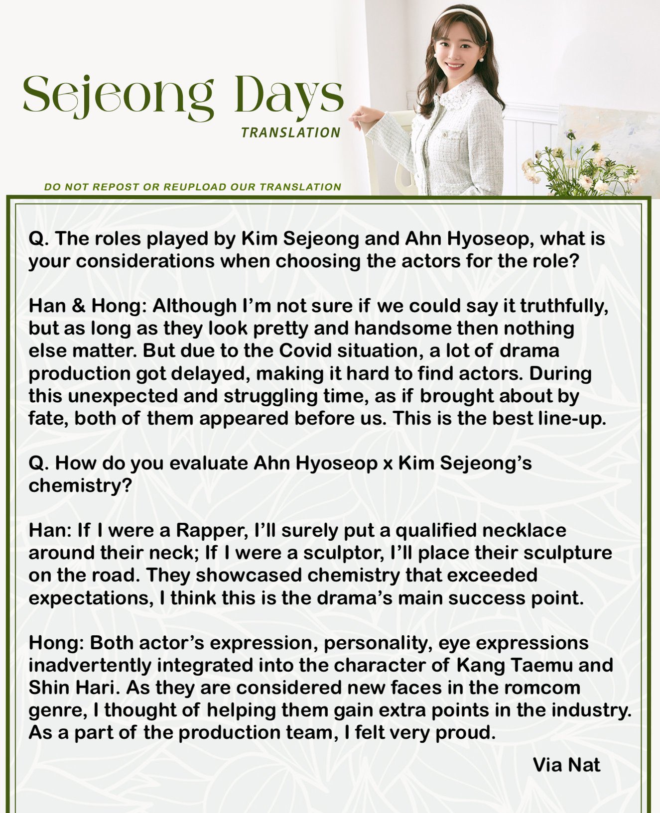 김세정 - KIM SEJEONG on Twitter: "[TRANS] #BusinessProposal writers Han Seol Hee & Hong Bo Hee ...