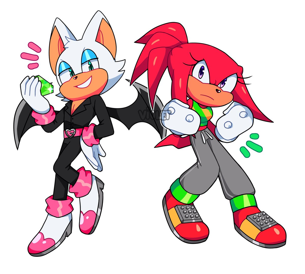 ルージュ・ザ・バット 「Knuckles and Rouge genderbend 💖 」|💜 Violet 💜のイラスト