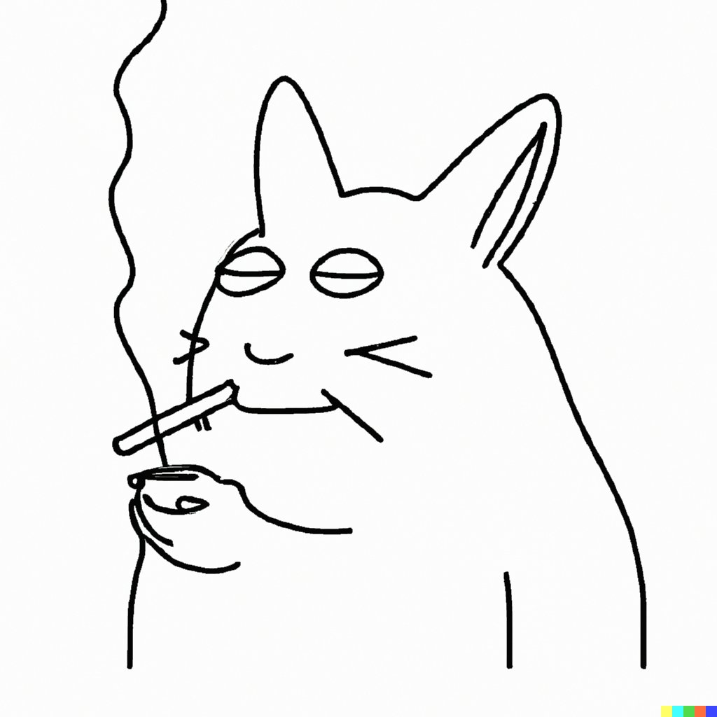 Weed Cat Drawing