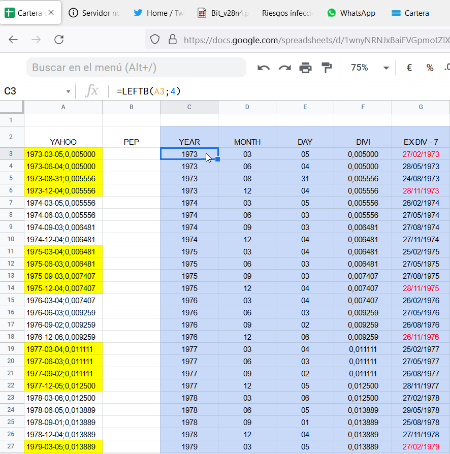 Inversor Novato on Twitter: "Paso 4: Procesar la información, distribuyendola en varias columnas ...