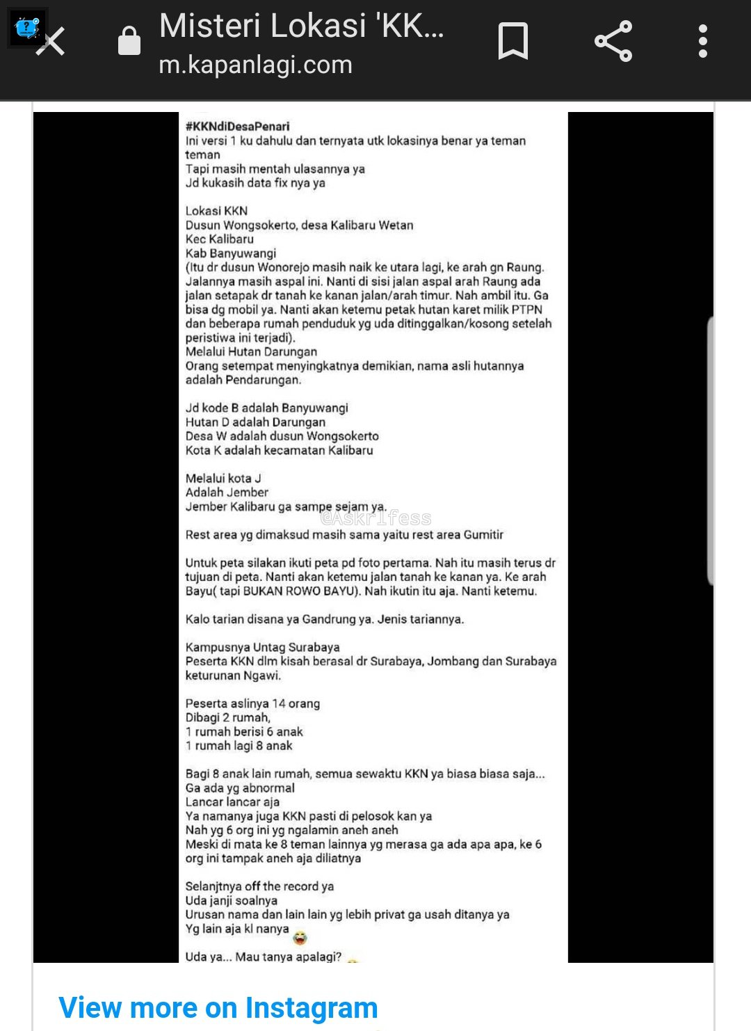 Askrlfess on Twitter: "[askrl] Ending cerita KKN di Desa Penari Bima ...