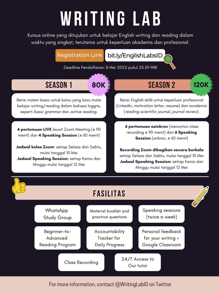 📝WRITING LAB (Season 1 & 2) AND SPEAKING LAB REGISTRATION 📝 "Gimana sih cara biar bisa nulis ...
