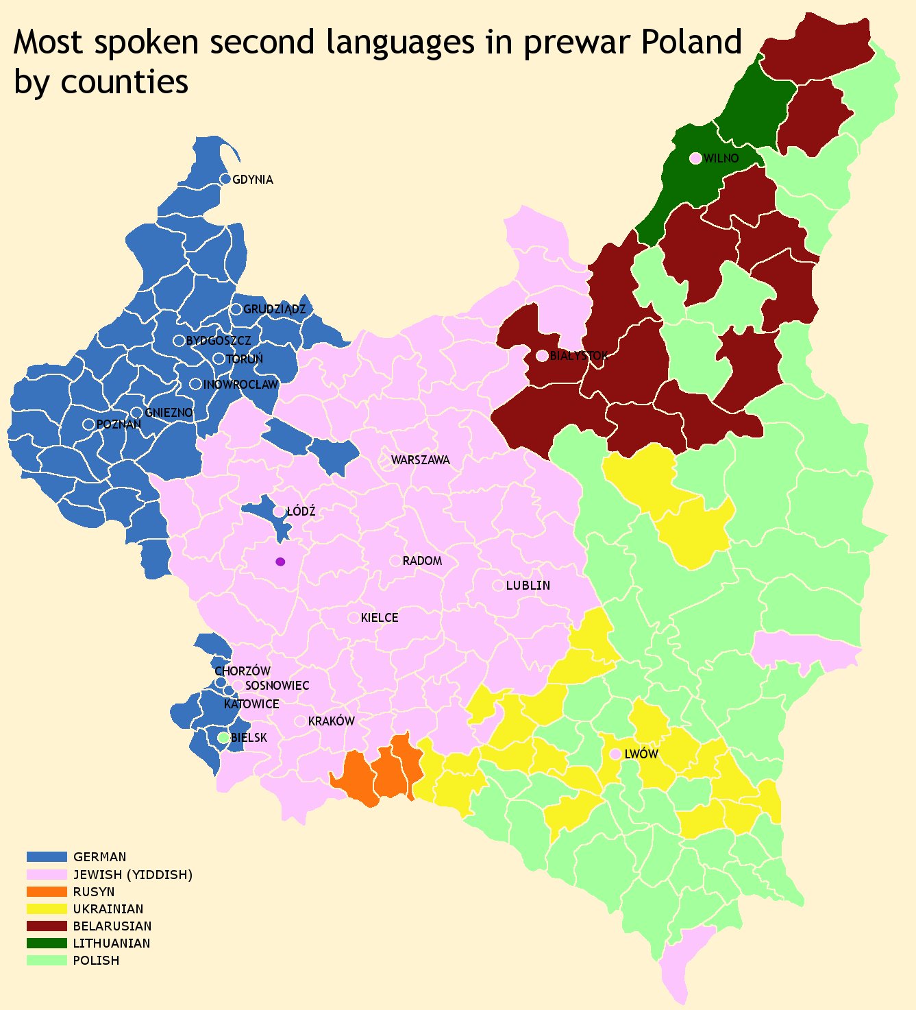 Nrken19 on Twitter: "Most spoken second languages in pre-war Poland by counties. https://t.co ...