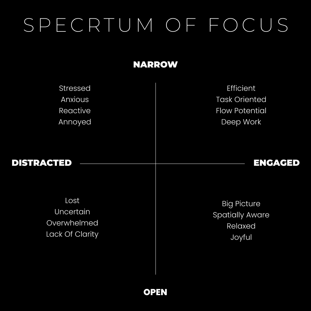 Focus exists on a spectrum: - Open - Narrow - Engaged - Distracted ...