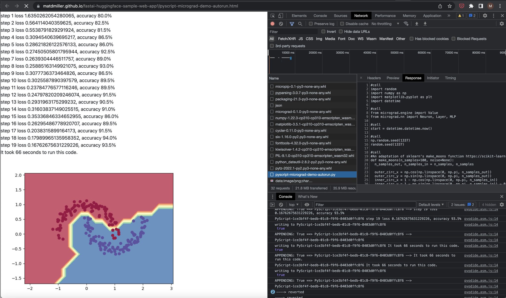 Mat Miller 🇺🇦 on Twitter: "I just got @karpathy's micrograd demo training a model in the browser ...