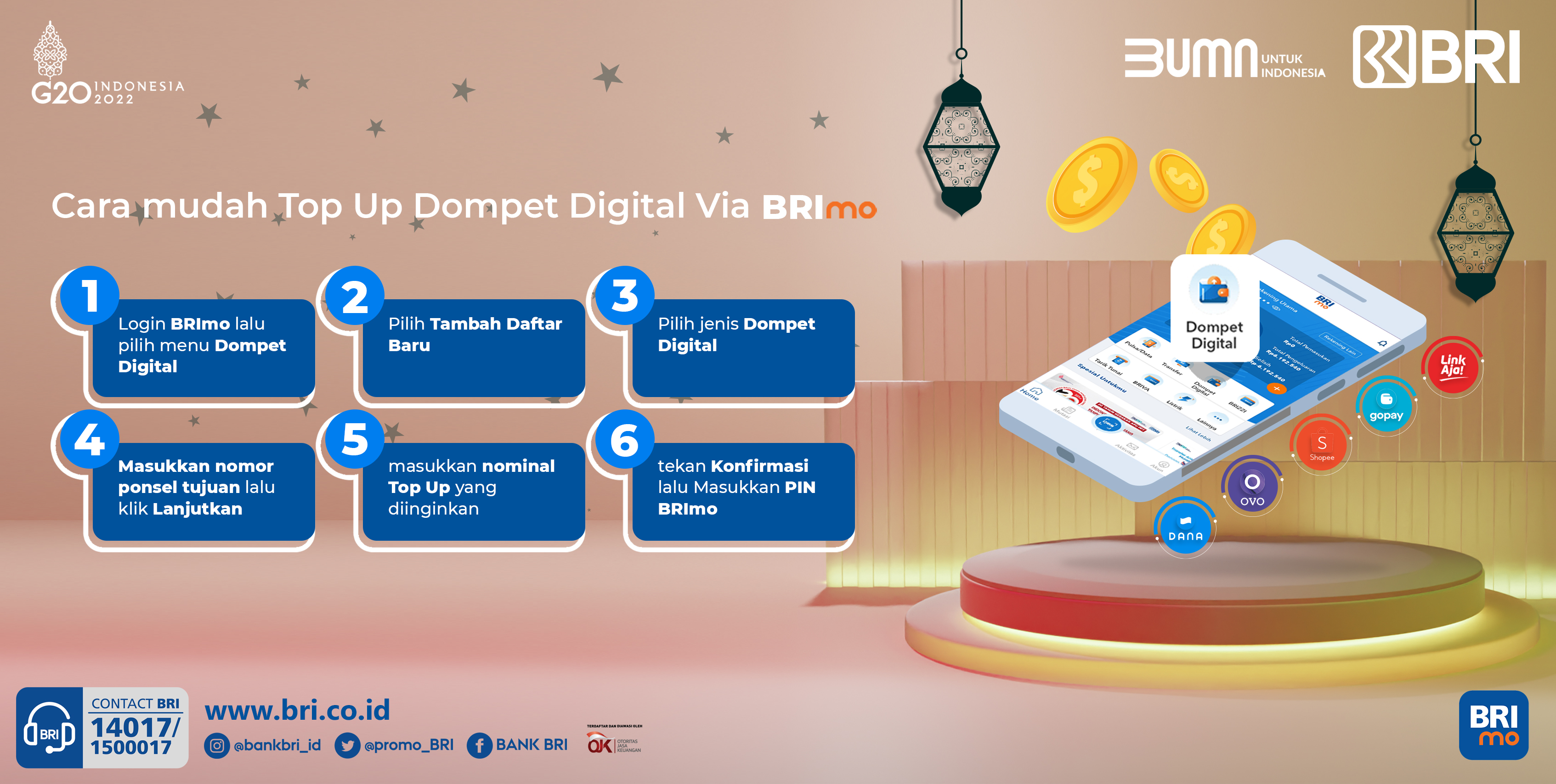 Contact BRI on Twitter: "Sobat BRI. Transaksi Top Up uang Digital makin mudah dengan fitur ...