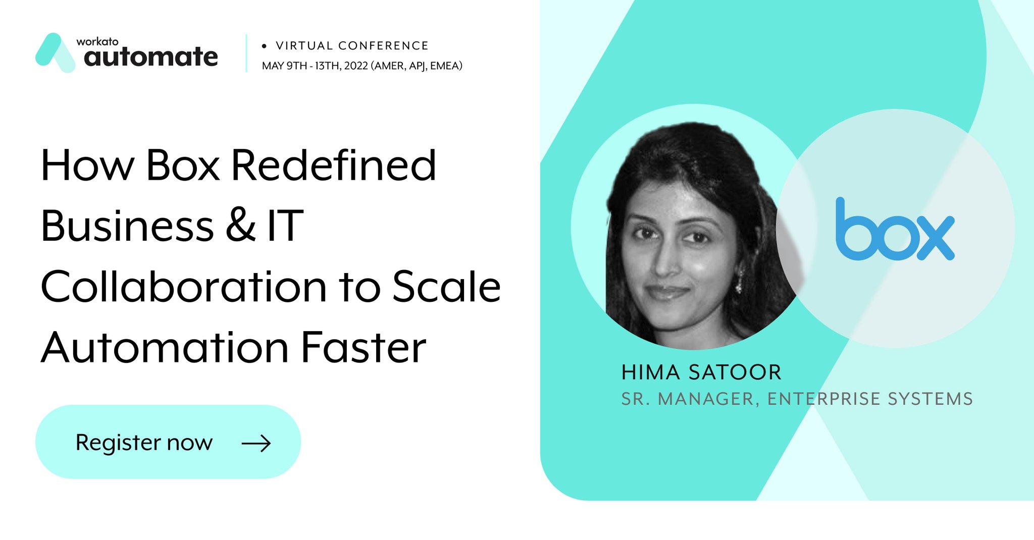 Workato on Twitter: "Hear from Hima Satoor, Sr. Manager for Enterprise Systems at @Box, as she ...