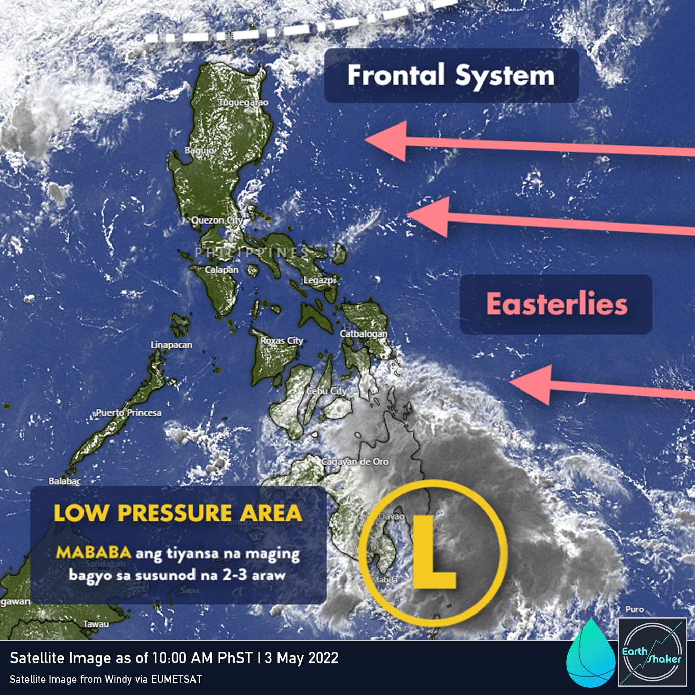 Earth Shaker PH on Twitter: "LPA NEAR MINDANAO, EASTERLIES OVER THE REST OF THE COUNTRY ⛅☁️ ...