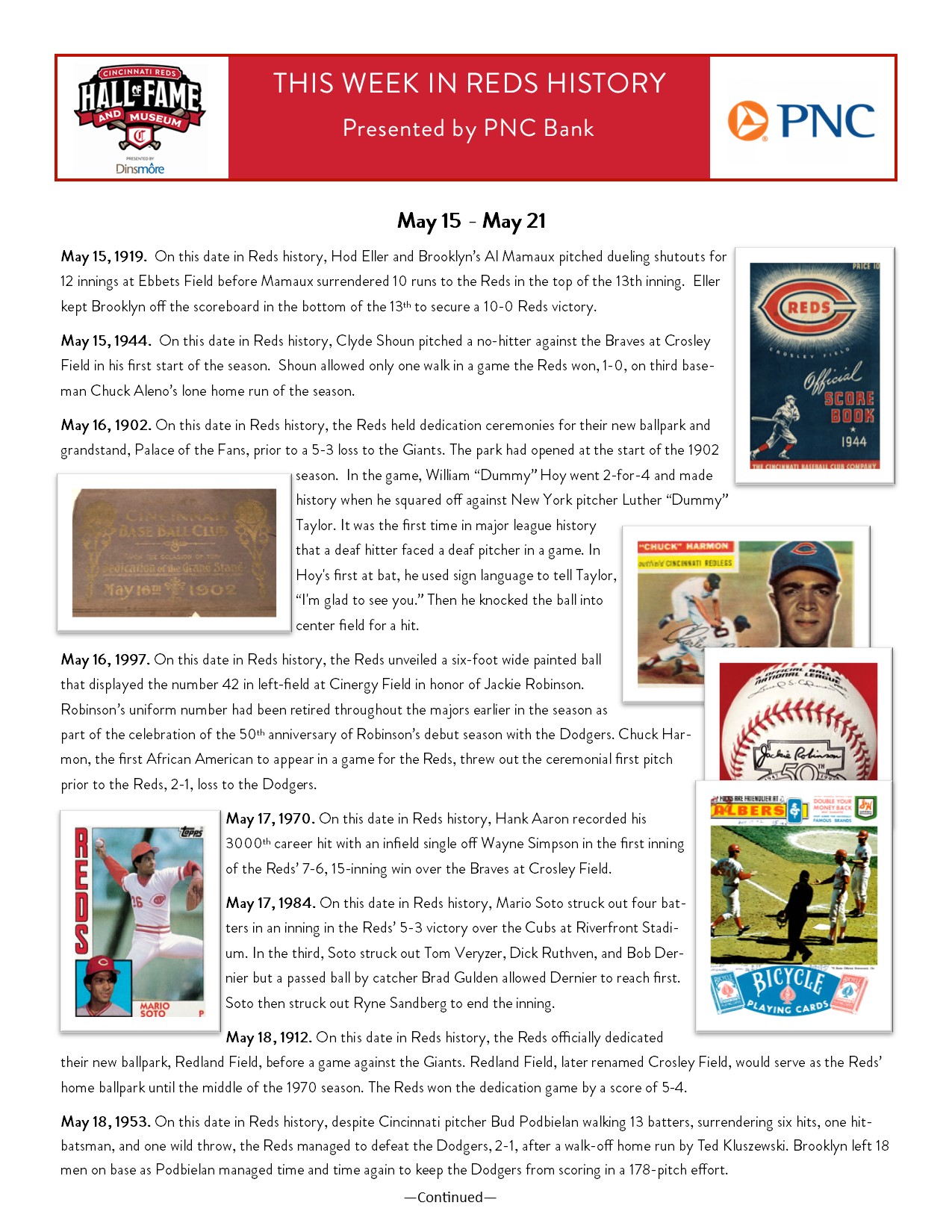 Redsmuseum On Twitter This Week In Reds History For May 15 21