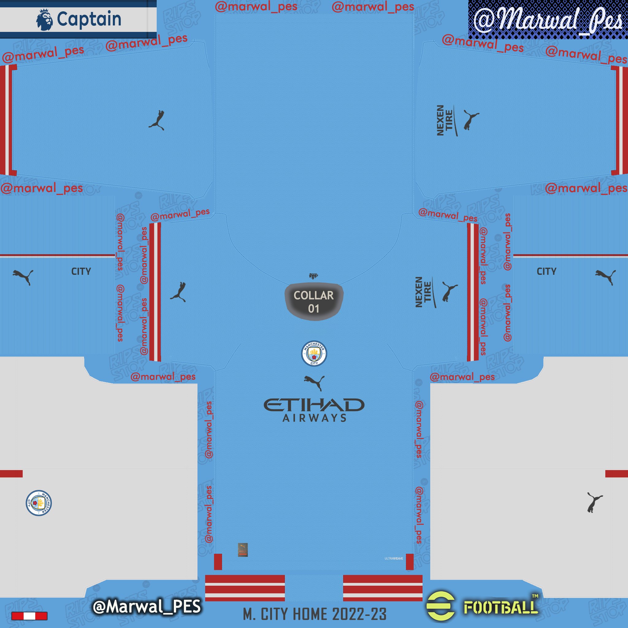 Marwal PES ⚽️ on Twitter: "MANCHESTER CITY HOME 2022-23 Kitmaker: @Marwal_Pes ️Download Link HD ...