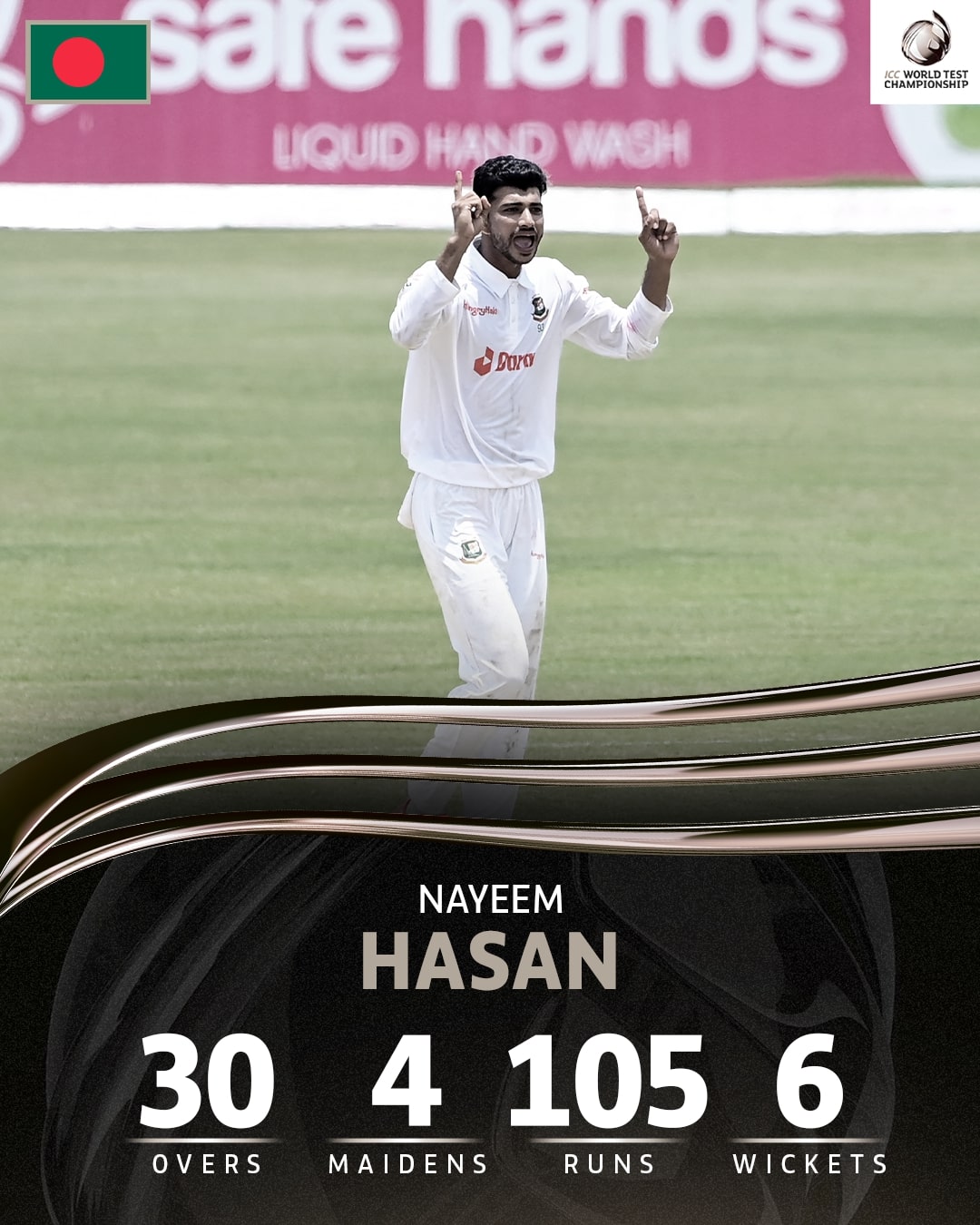 ICC on Twitter: "Career-best figures for Nayeem Hasan 👏 What a performance 🙌 #WTC23 | #BANvSL ...