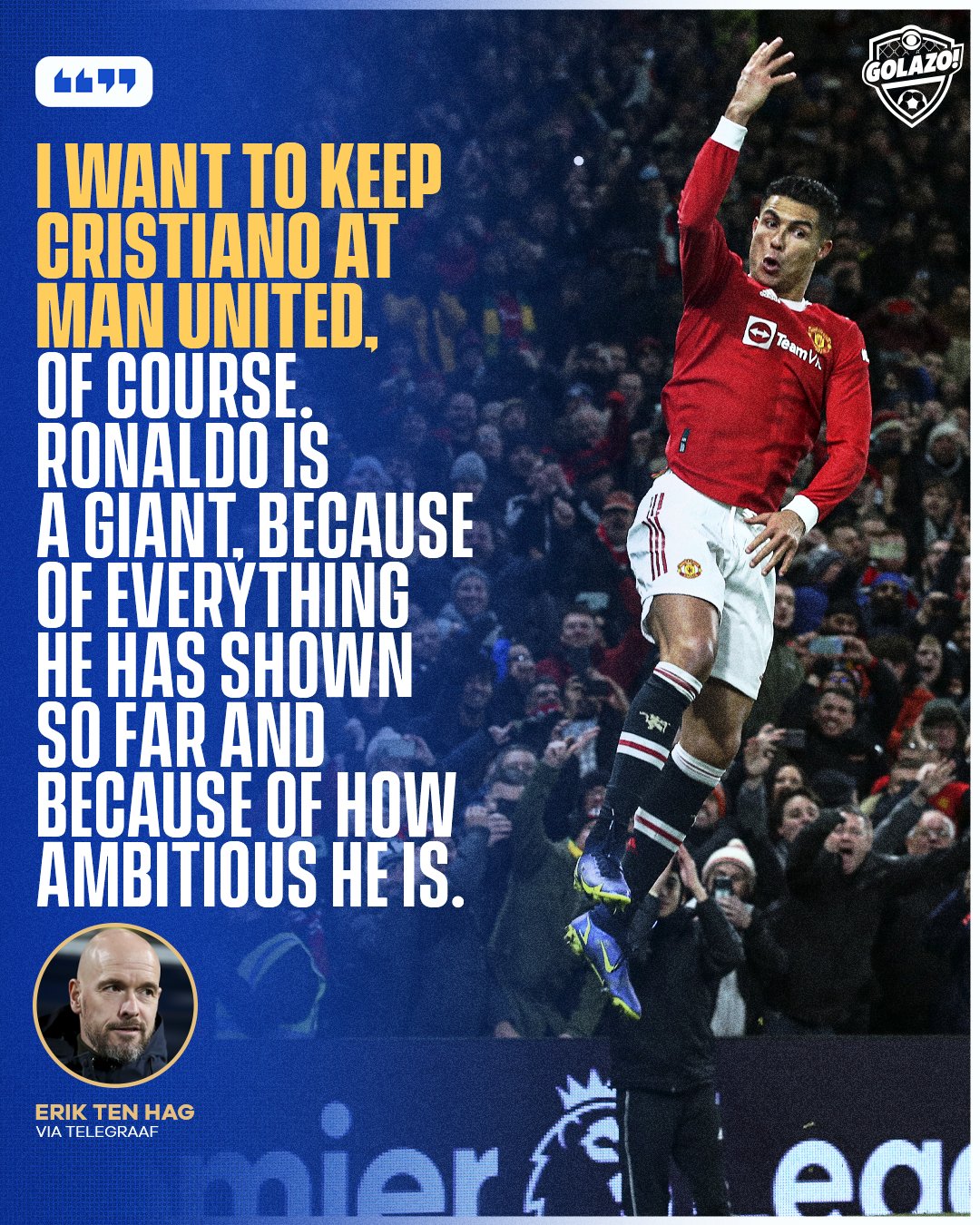 CBS Sports Golazo ⚽️ on Twitter: "Erik ten Hag looks forward to working with "giant" Cristiano ...