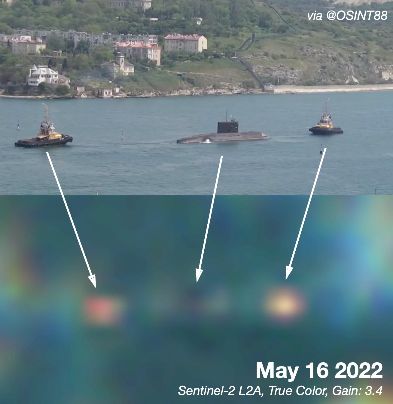 Brady Africk on Twitter: "Recent satellite imagery appears to show this Russian submarine ...