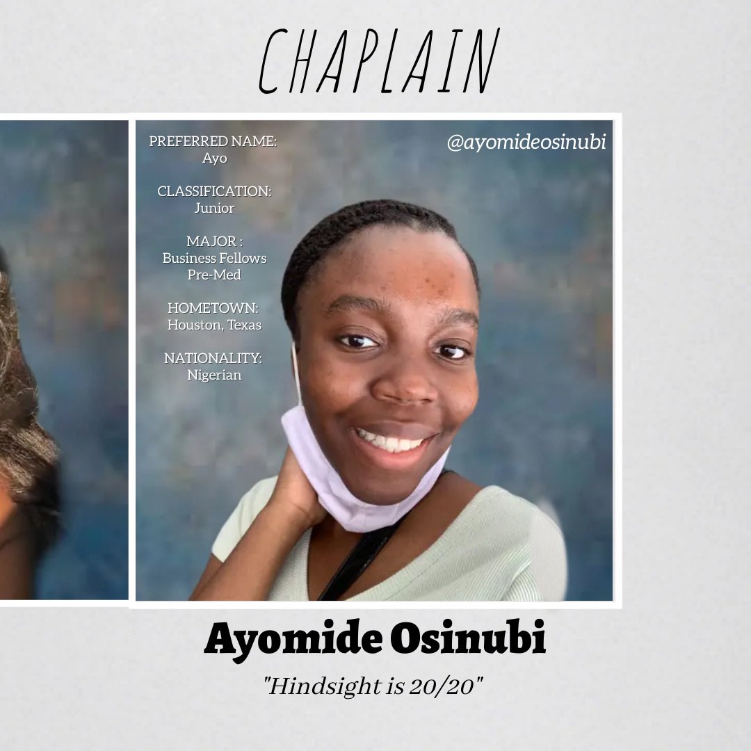 BaylorASA on Twitter: "first up we have our lovely chaplain, ayo! @ayomide_osinubi https://t.co ...