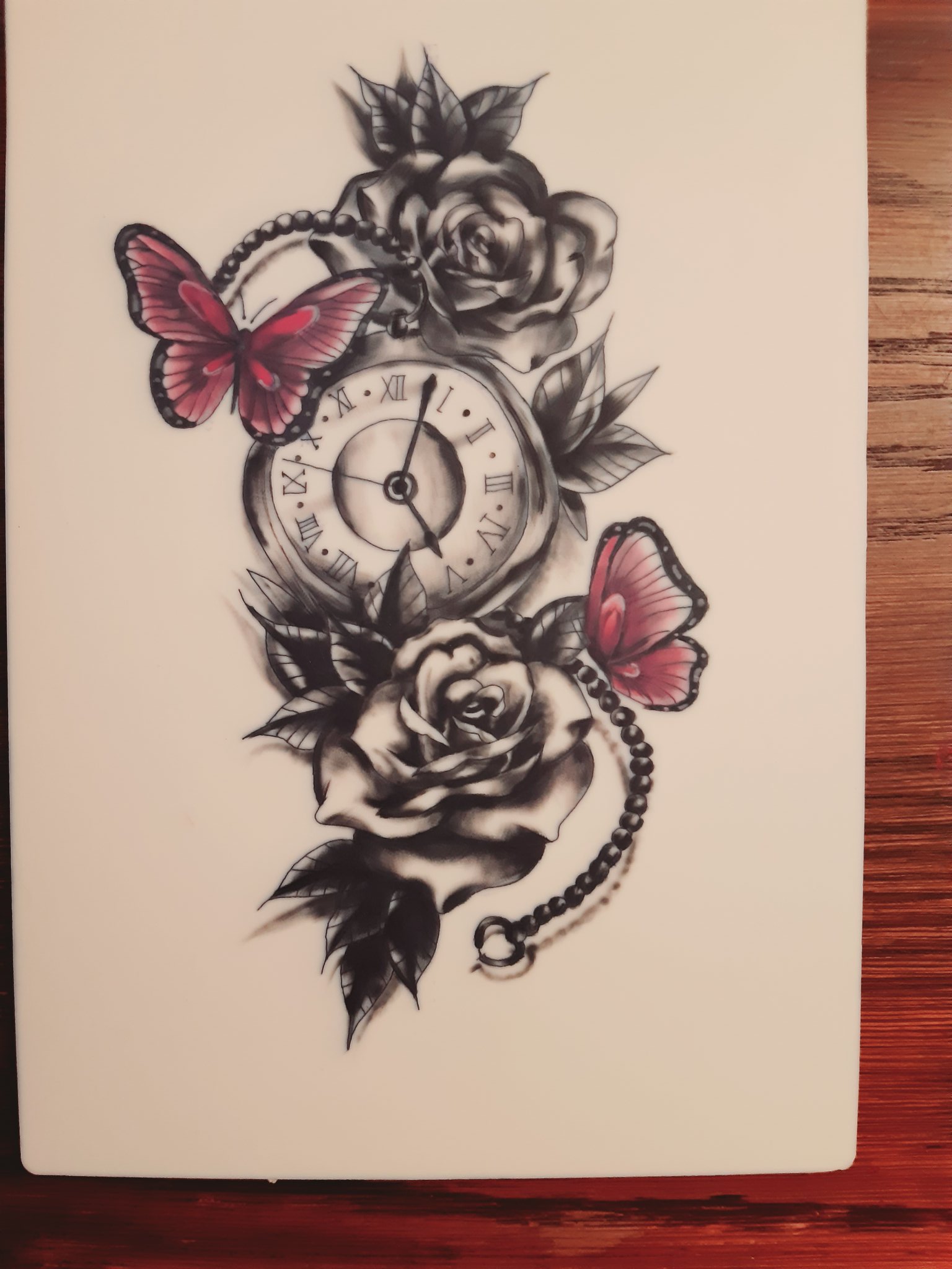 Pocket Watch With Roses Drawing