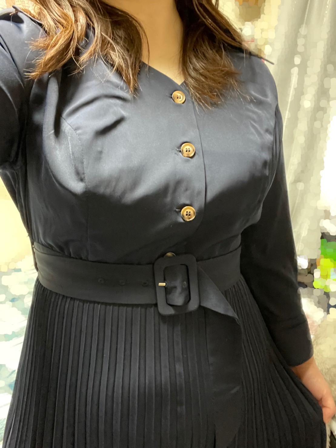 Overeレビュー|胸が大きな女性のブランド On Twitter 👗シャツプリーツワンピース 📣推しコメント ほどよく伸縮性のある生地で