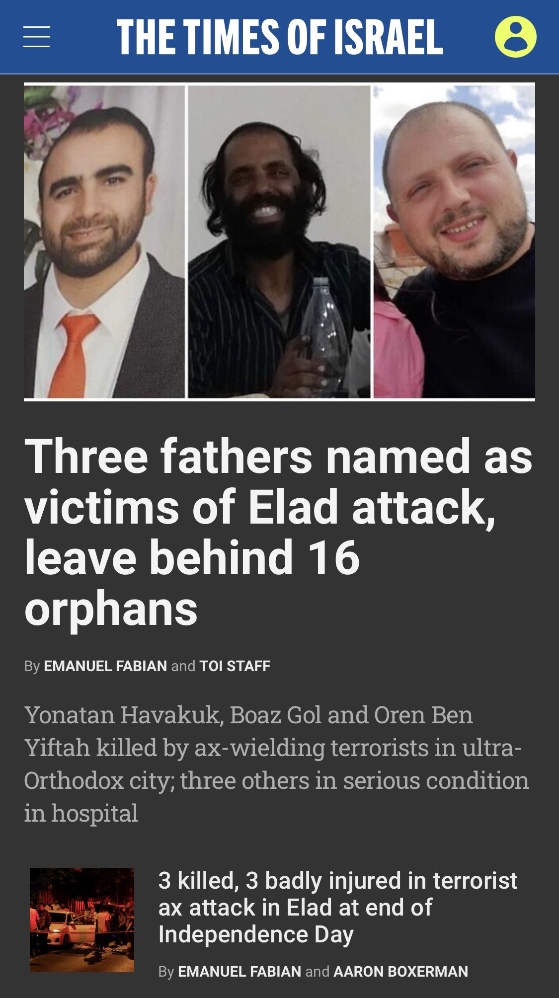 Arsen Ostrovsky on Twitter: "Just heartbreaking! 3 fathers names as victims of #Elad terror ...