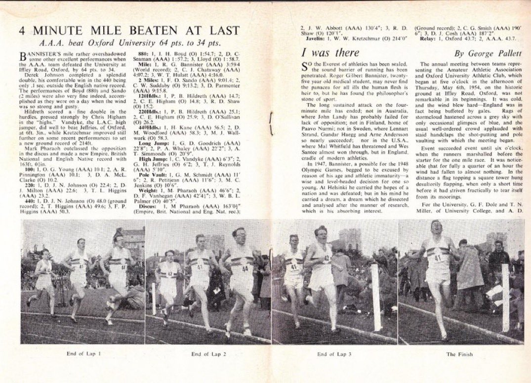 AW on Twitter: "This was our report on Sir Roger Bannister’s sub-four ...