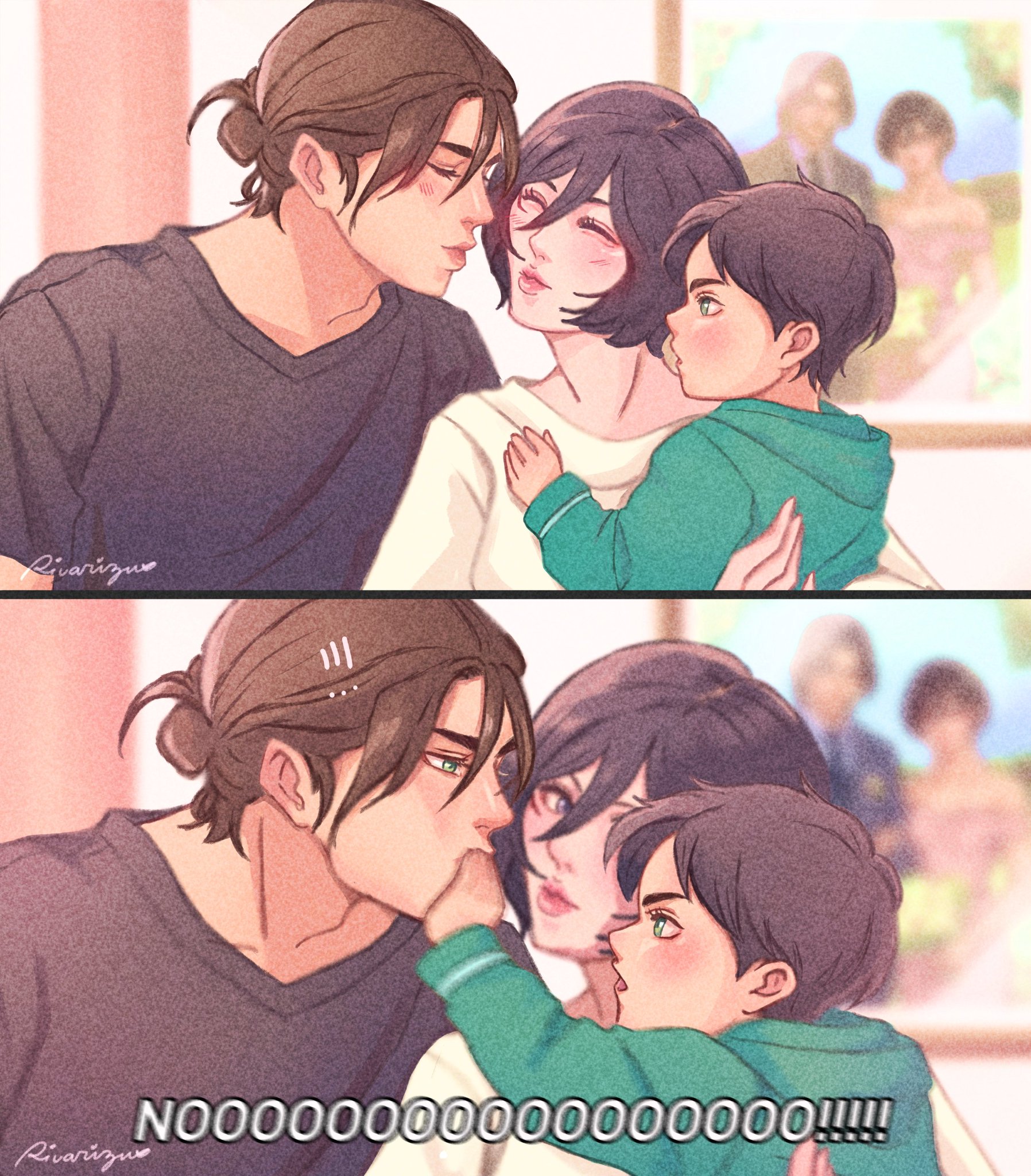 Tsuyoi Rizu 🍦EMZINE PRE-ORDER OPEN🗝🧣💕 on Twitter: "Daddy Eren getting cockblocked by their baby ...