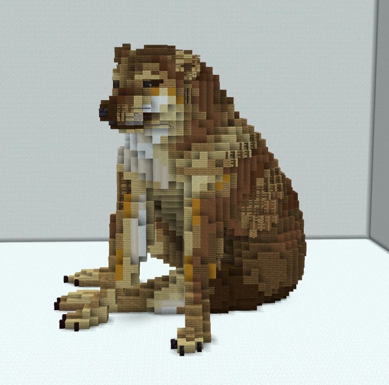 Minecraft Realistic Wolf Statue