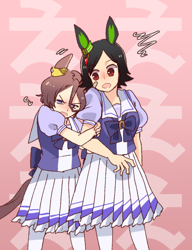 narita taishin (umamusume) multiple girls 2girls animal ears horse ears ...