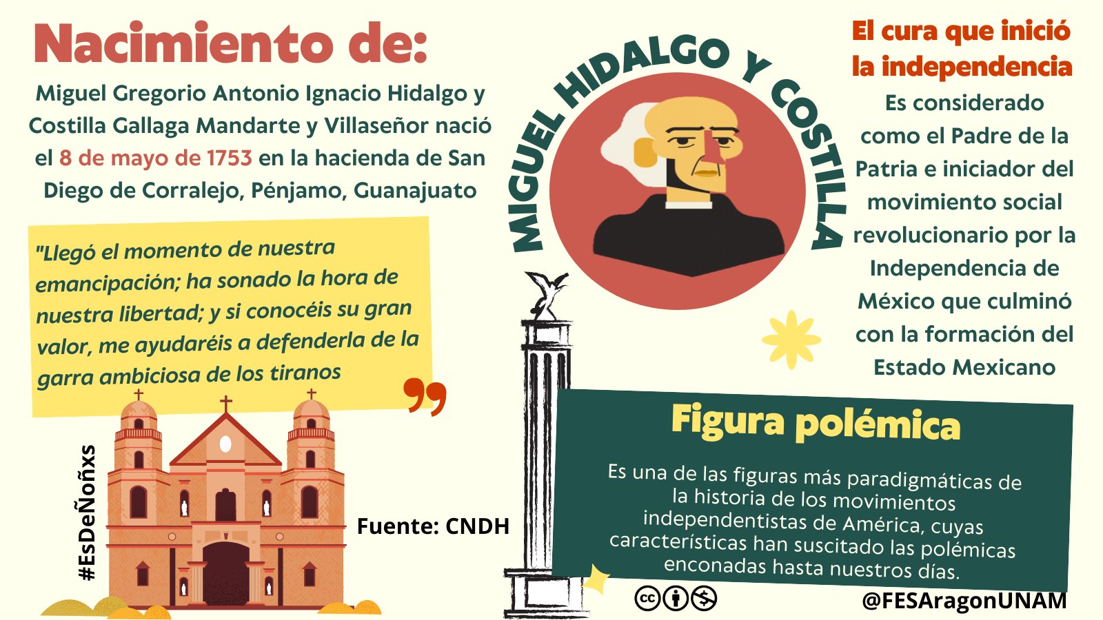 FES Aragón UNAM on Twitter: "Se cumplen 269 años del nacimiento de Miguel Hidalgo #EsDeÑoñxs 🔍 ...