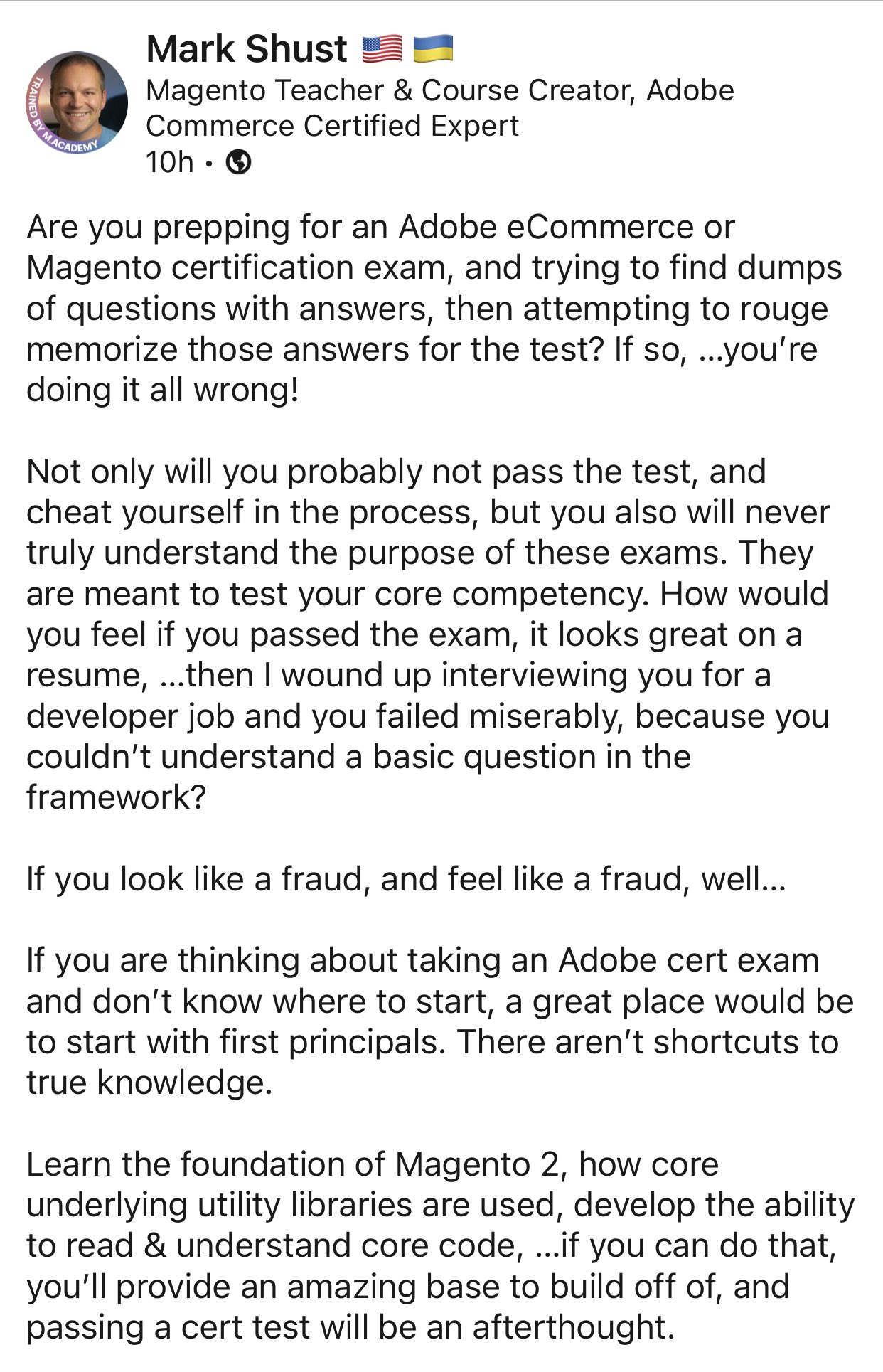 Mark Shust 🇺🇸🇺🇦 on Twitter: "Completely agree. This morning I wrote a post on LinkedIn about ...