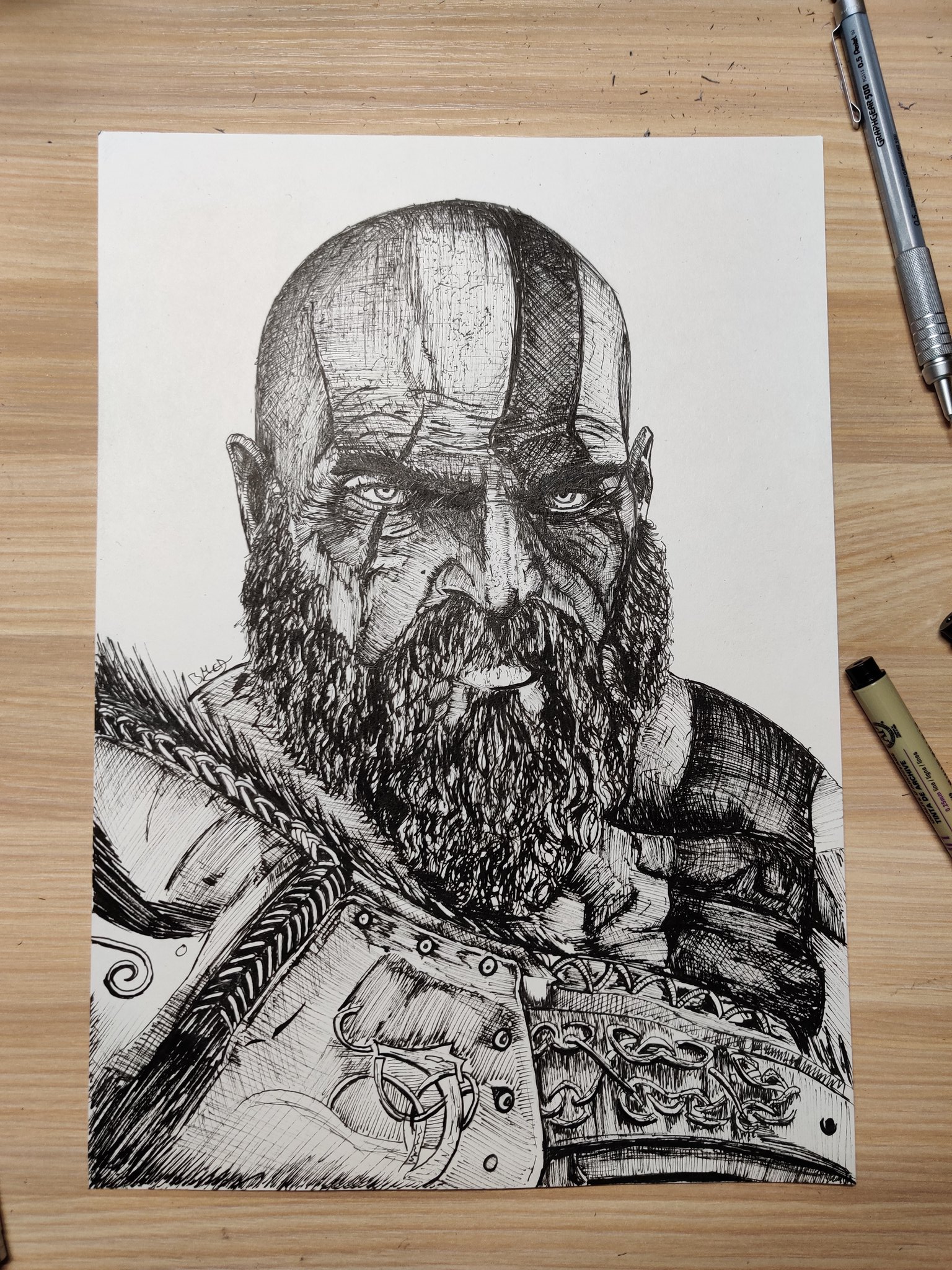 God Of War Kratos Face Drawing