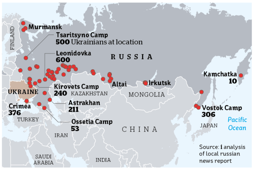 Locations of concentration camps : r/RussianInvasion