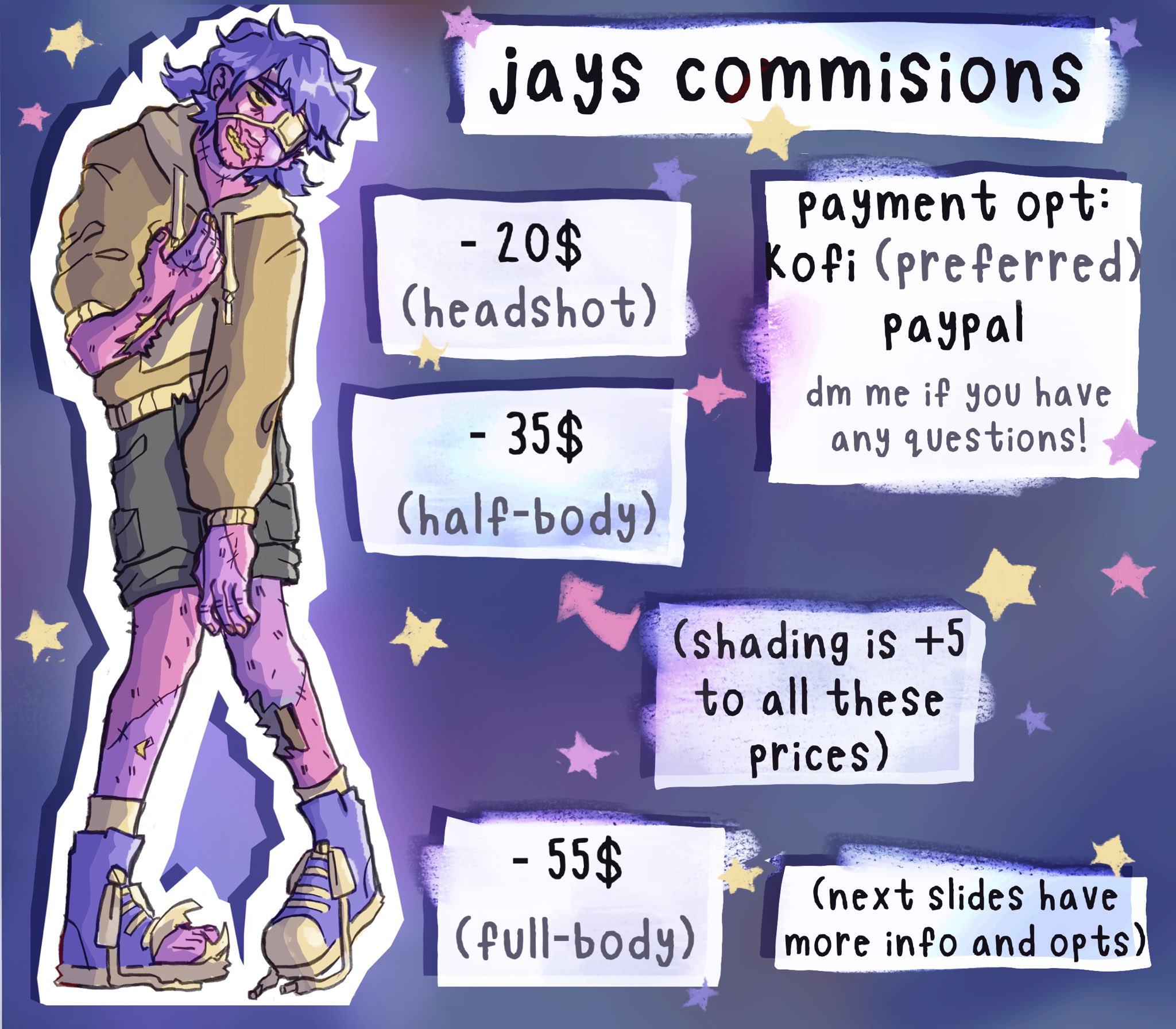 jay/bug (comms open!) on Twitter: "hello, my commissions are open and I made a fun new sheet ...