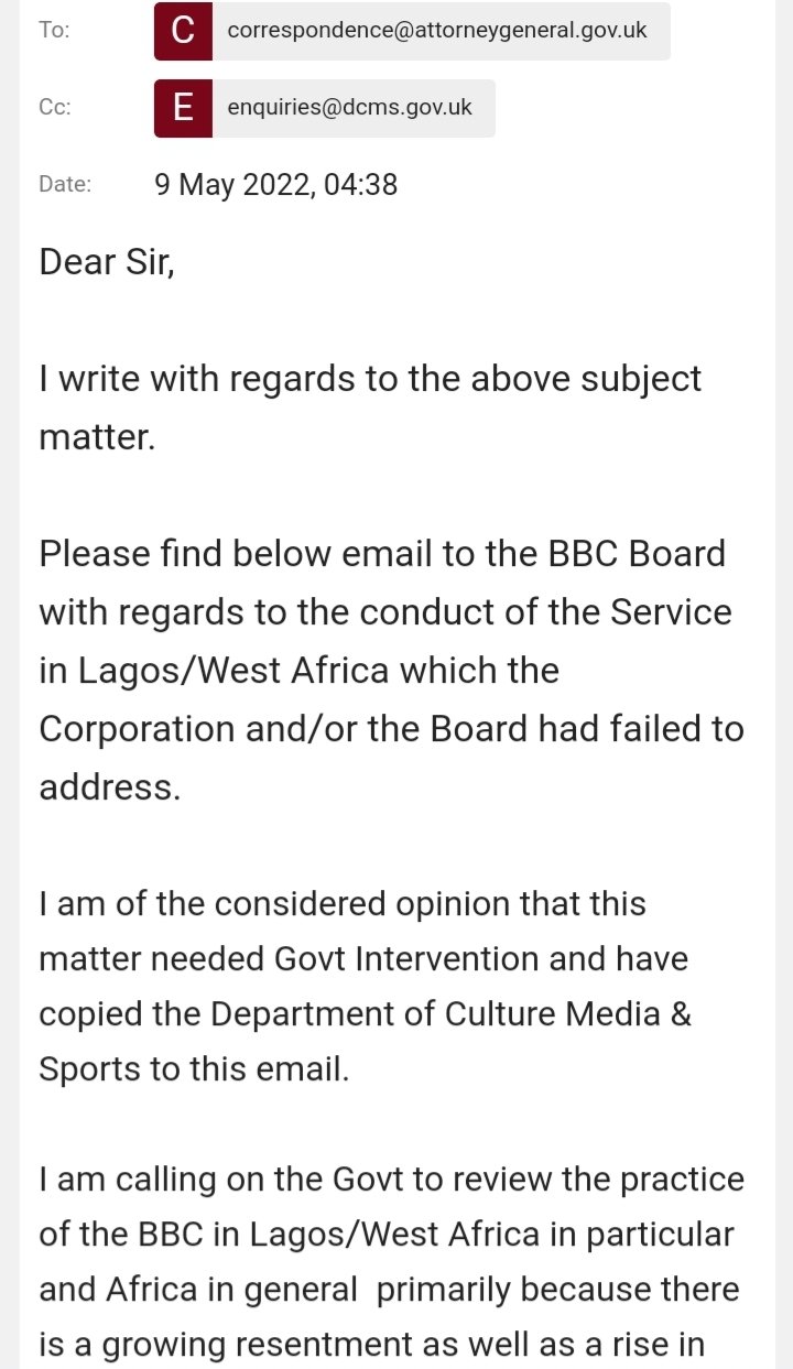 Baron Chymaker.𝛑 on Twitter: "Update - BBC Lagos/West Africa I've referred the Petition against ...