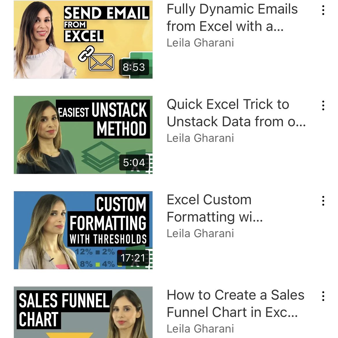 CheatSheets on Twitter: "(1/5) Leila Gharani on YouTube With over 200 Excel videos on YouTube ...