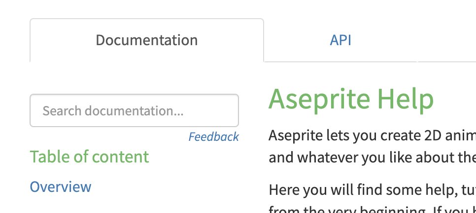 Aseprite on Twitter: "Now you can search the Docs and scripting API reference from the website ...