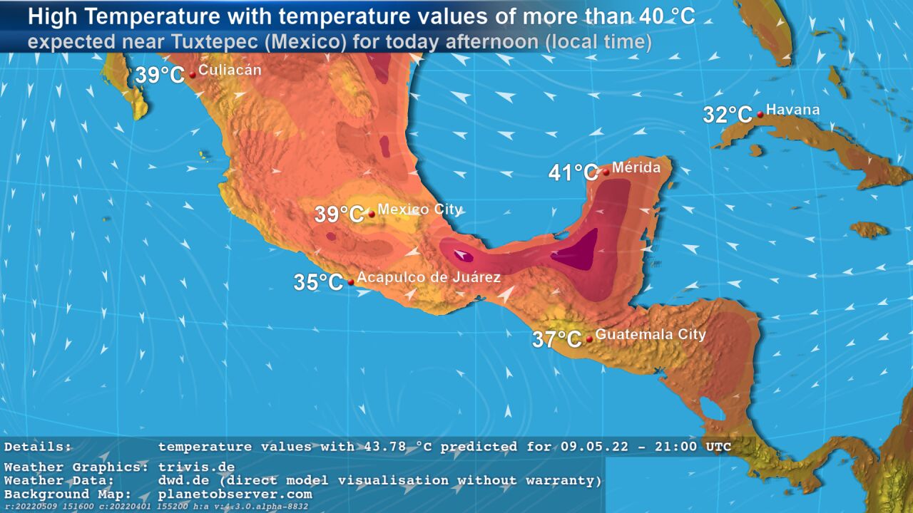 Mexico Temperature Map