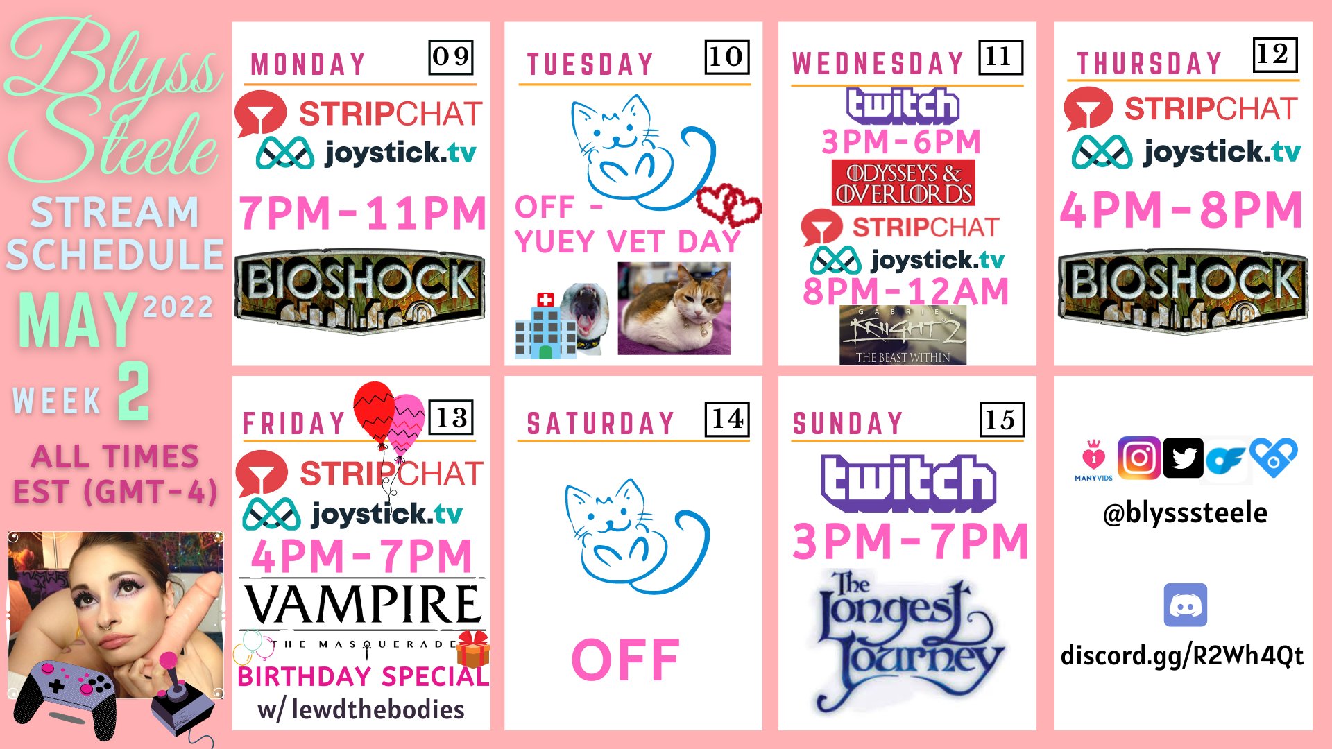 TW Pornstars - Blyss Steele Birthday 5/25 50% Off OF/Fansly🎮🕹🐱. Twitter. Schedule for this week ...