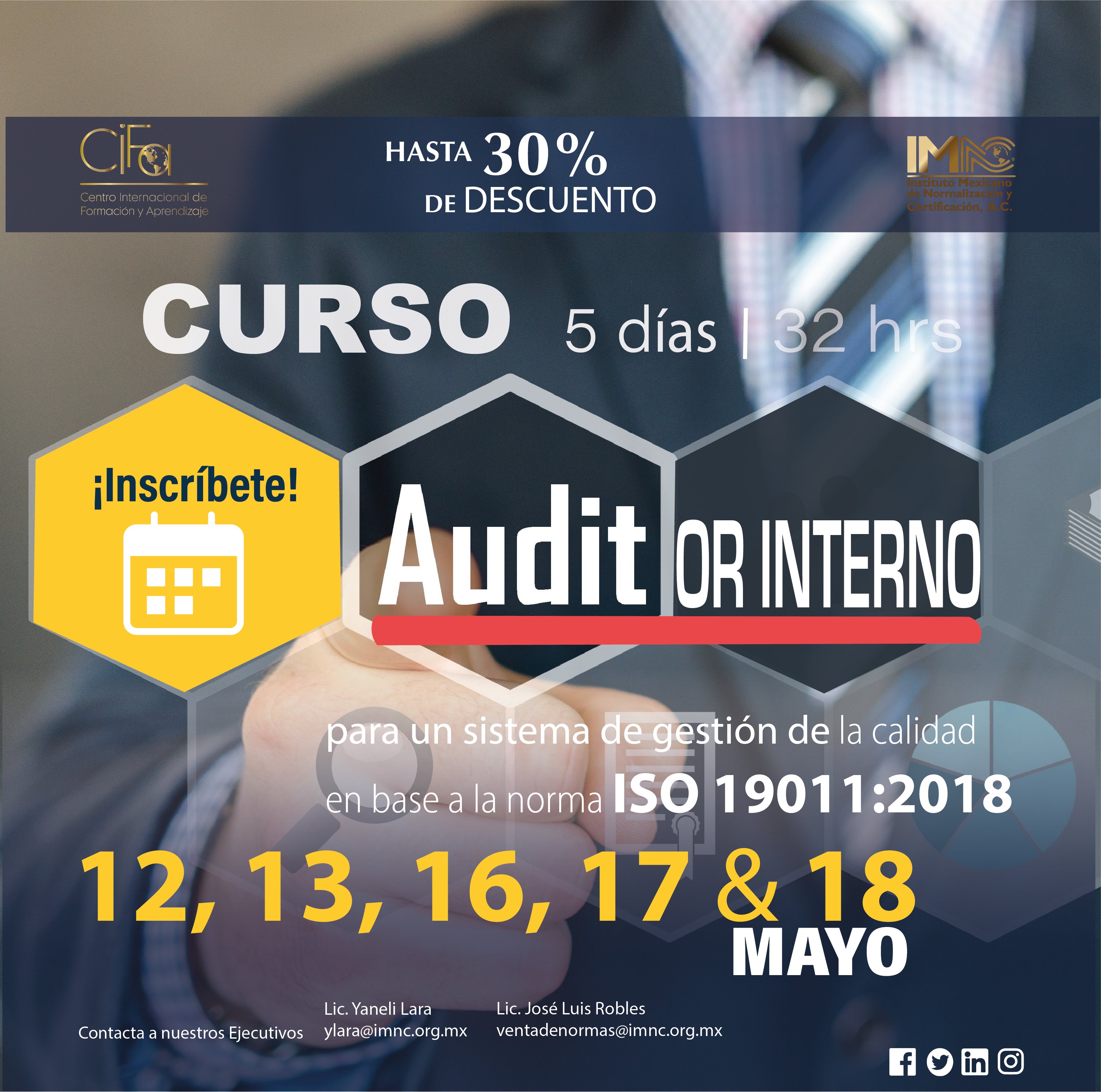 IMNC, A.C. on Twitter: "¡No te quedes fuera! Curso: AUDITOR INTERNO para un sistema de gestión ...