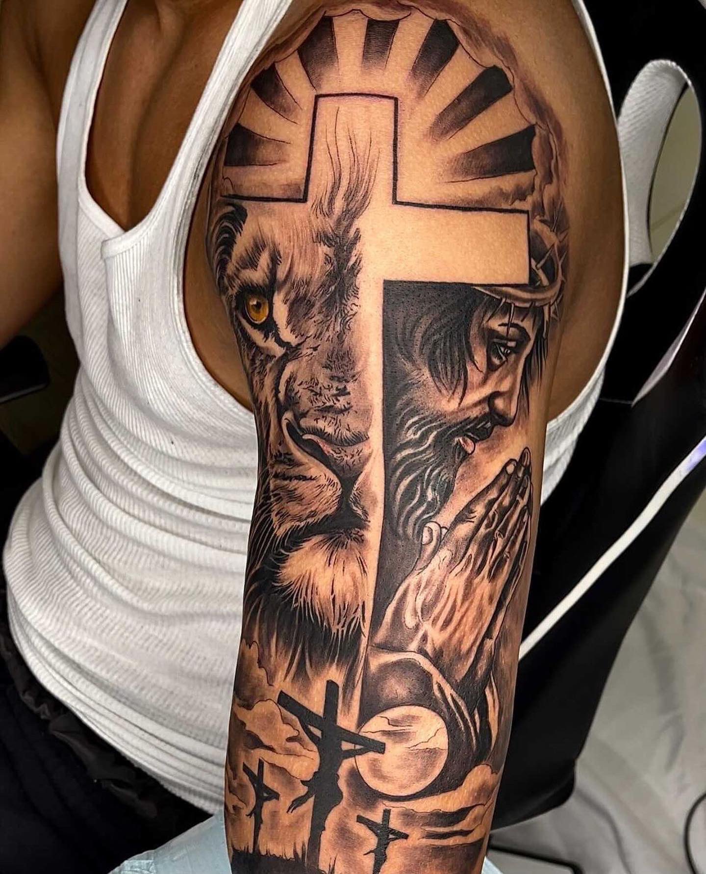 Cross Tattoo Upper Arm