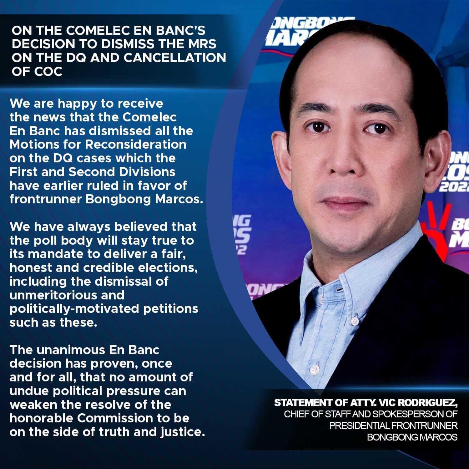 Inquirer on Twitter: "READ: The camp of presidential candidate Ferdinand "Bongbong" Marcos Jr ...