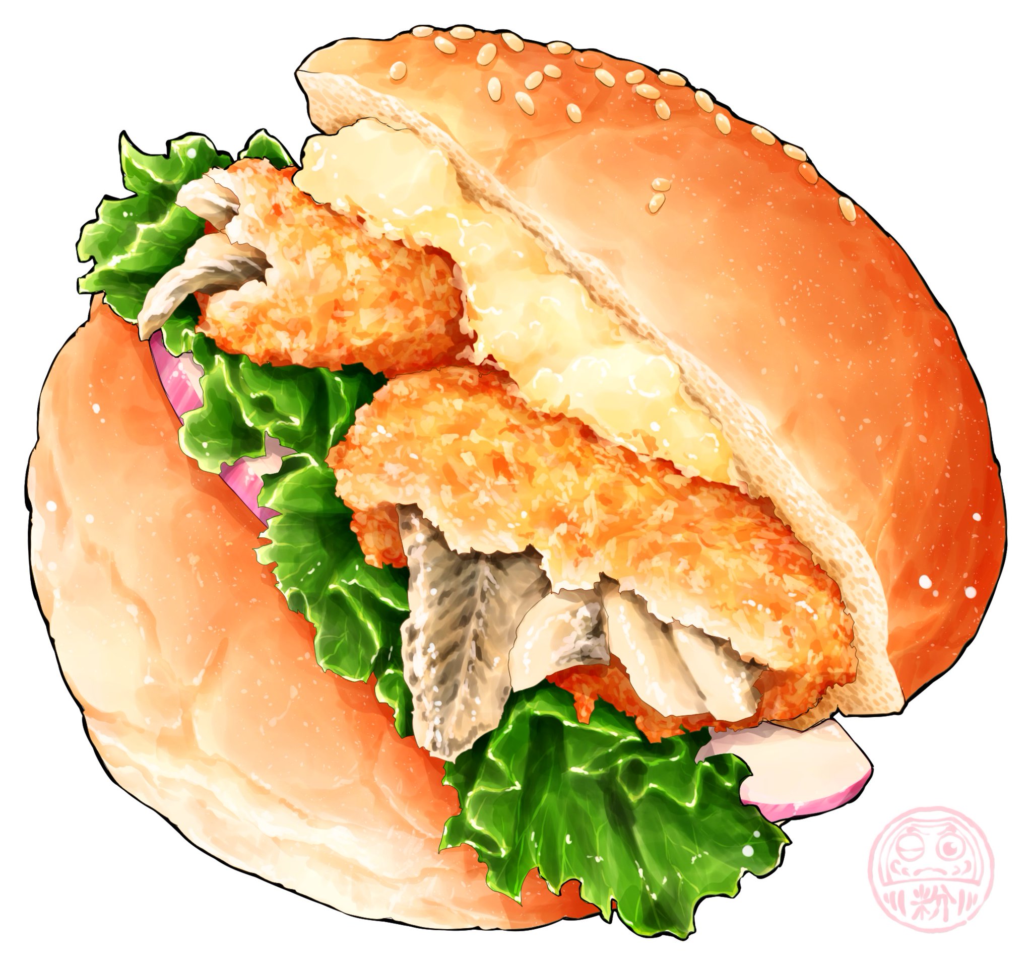 邑楽野 粉達摩 On Twitter 335 フィッシュバーガー 絵描きさんと繋がりたい イラスト Illustration Lxpwci16mk 