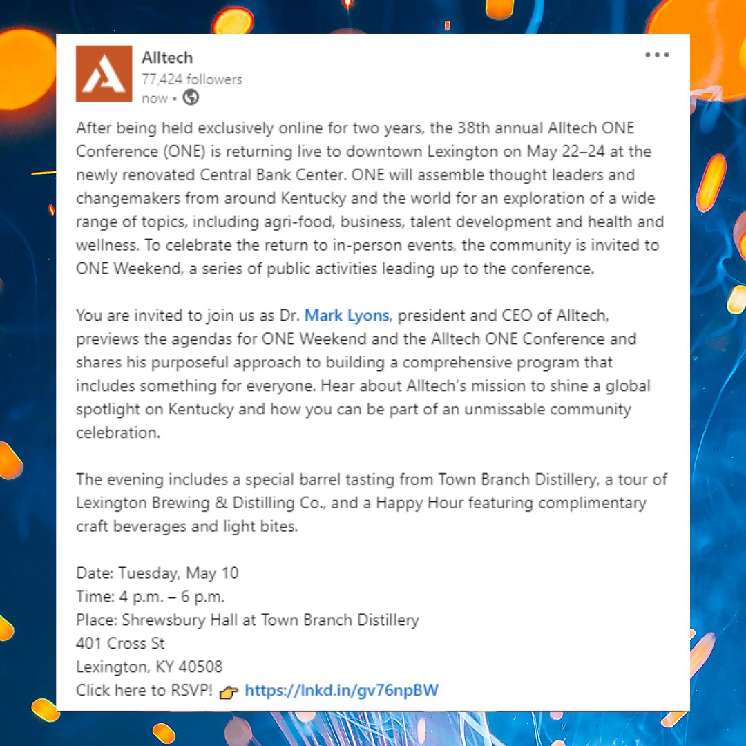 Alltech on Twitter: "#LEXINGTON | Join us as Dr. Mark Lyons (@mpl17) previews the #ONEWeekend ...