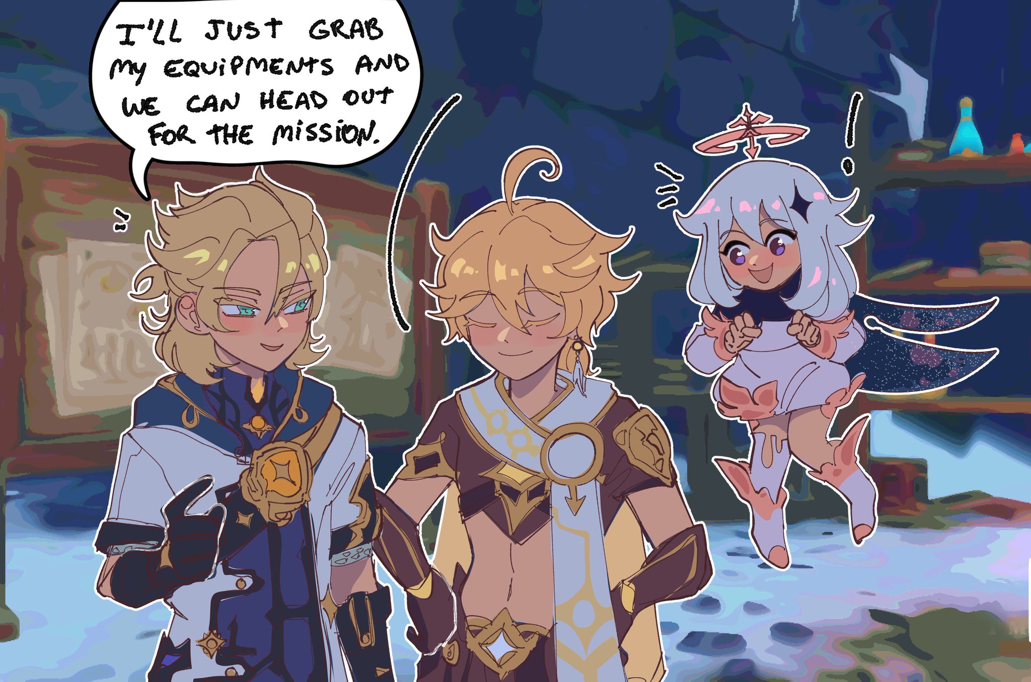 PLUMe 👑 working on commissions~ on Twitter: "paimon never seen cake before #Albether https://t ...